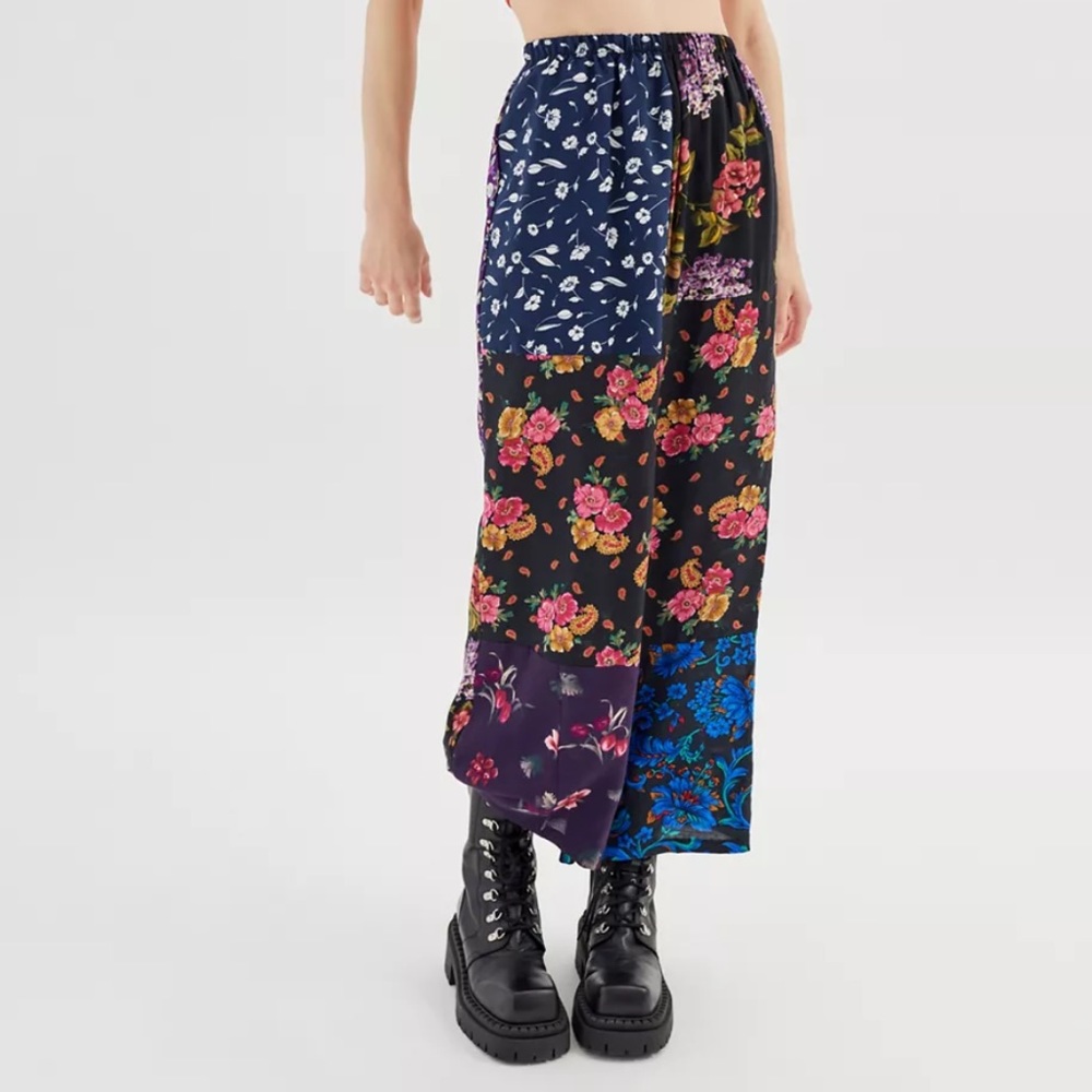 Uo Urban Renewal Floral Patchwork Skirt - Gem
